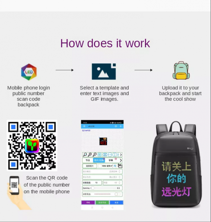 Dynamic TPU Smart LED Backpack 22L Smart LED Pix Backpack